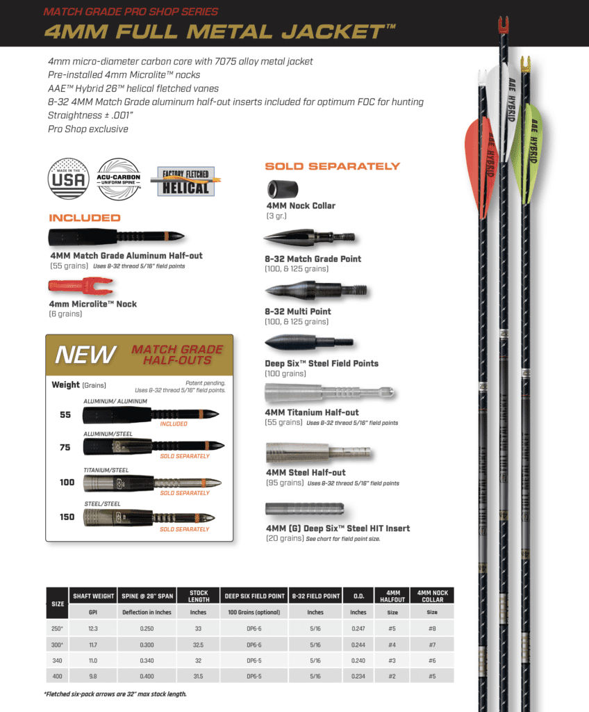 Match Grade Pro Shop Series - Premium Arrow System - Easton Archery