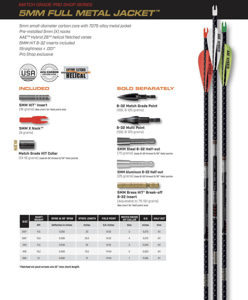 Match Grade Pro Shop Series - Premium Arrow System - Easton Archery